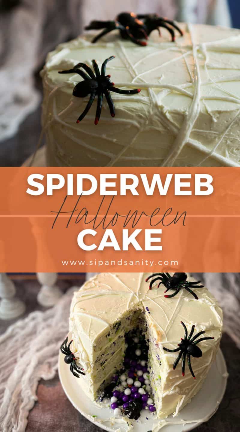 How to Make a Marshmallow Spiderweb Halloween Cake • Sip + Sanity