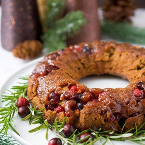 Easy Cranberry Gingerbread Bundt Cake • Sip + Sanity