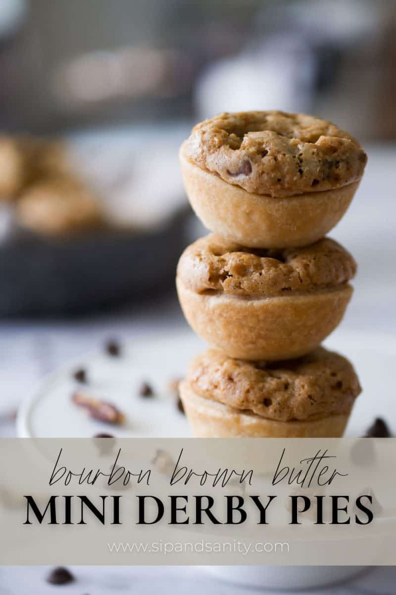 Bourbon Brown Butter Mini Derby Pies • Sip + Sanity