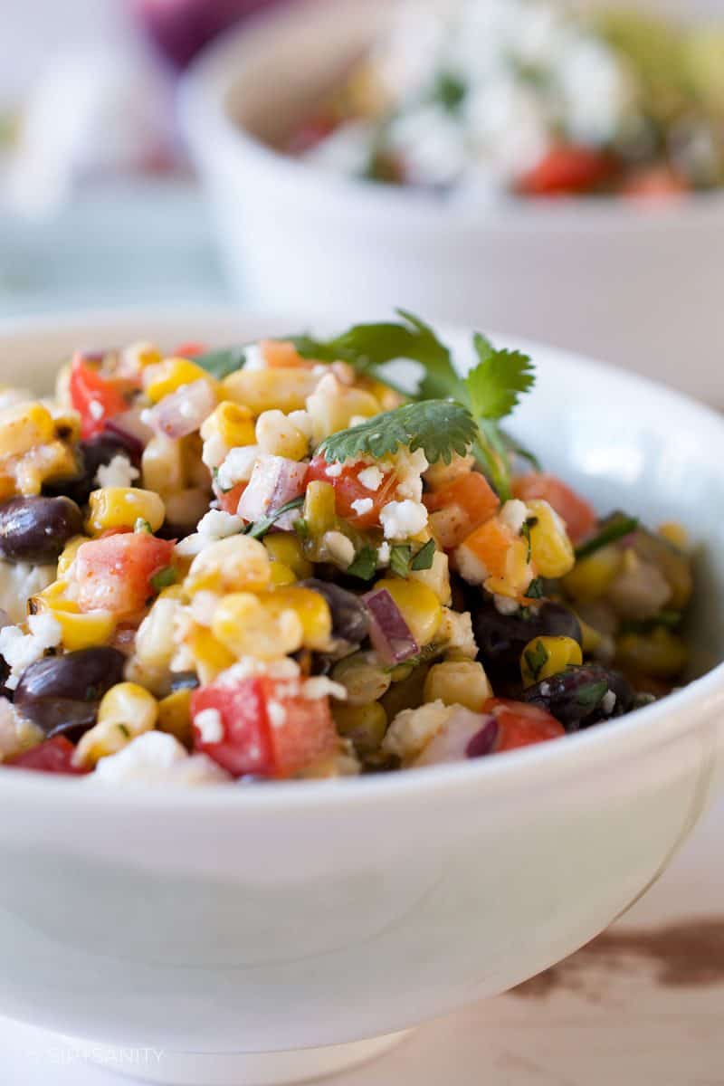 Charred Corn Salad with Black Beans + Poblano • Sip + Sanity