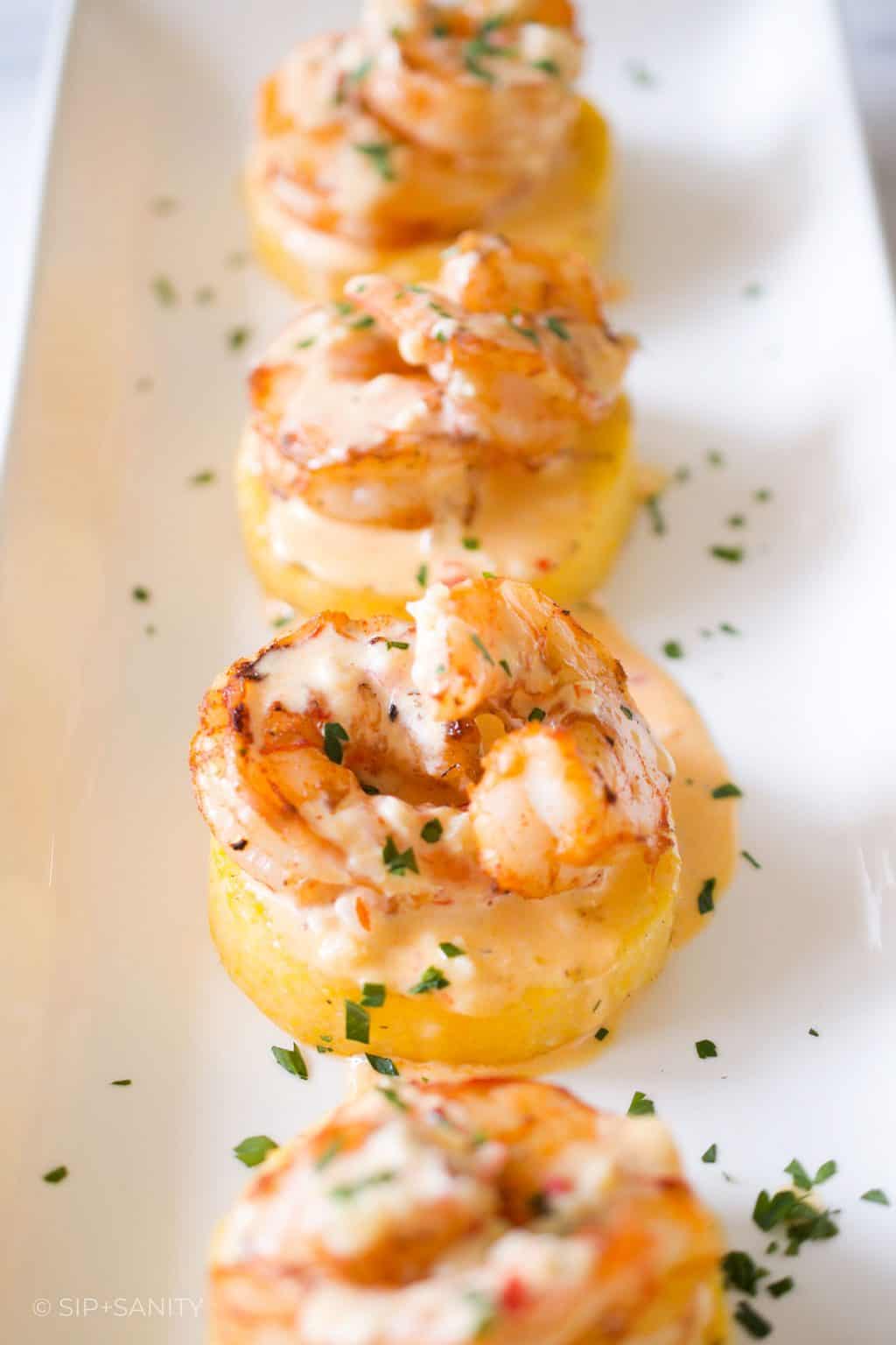 Easy Grilled Shrimp + Polenta Appetizer • Sip + Sanity