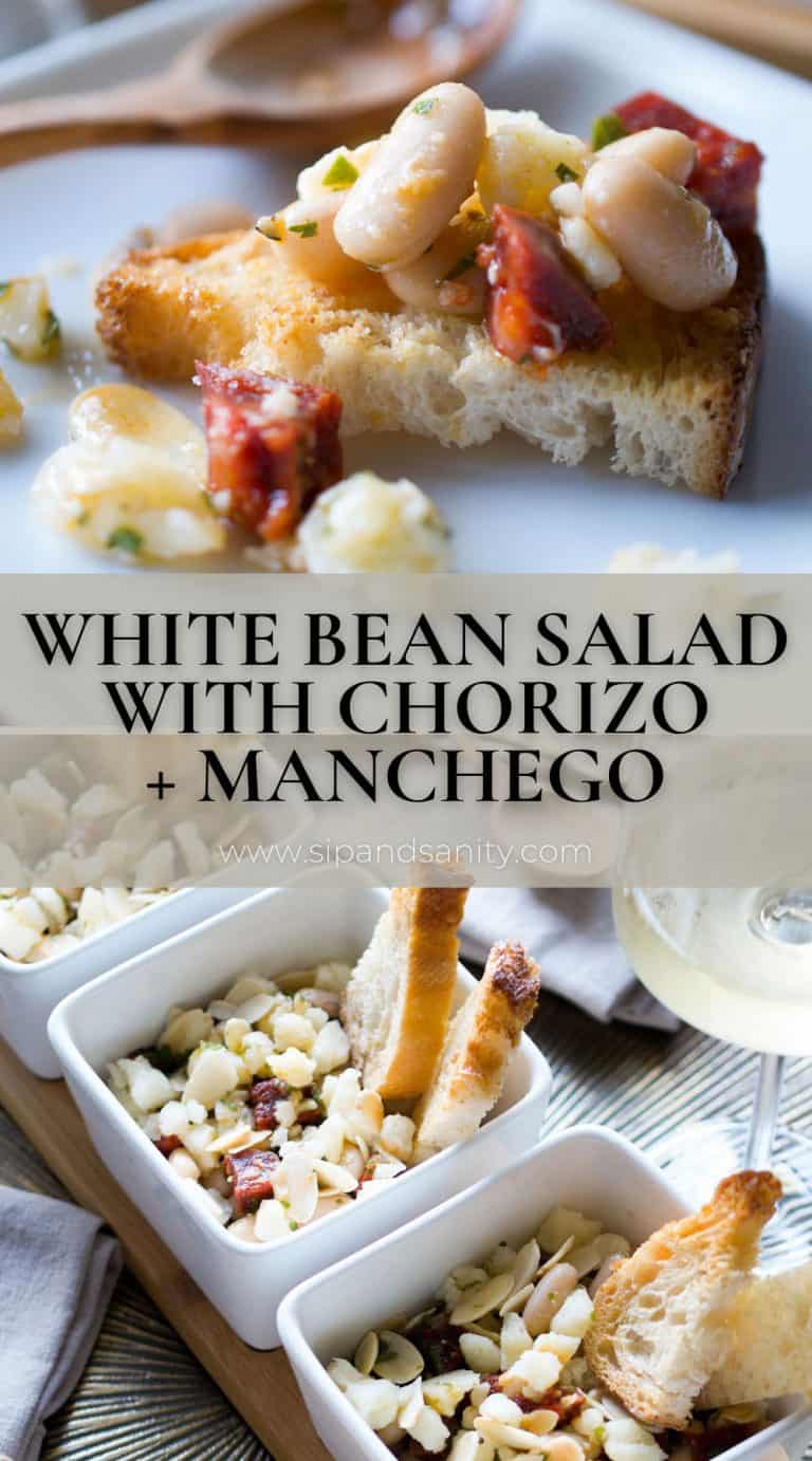 Easy Tapas Recipe: White Bean Salad with Chorizo • Sip + Sanity