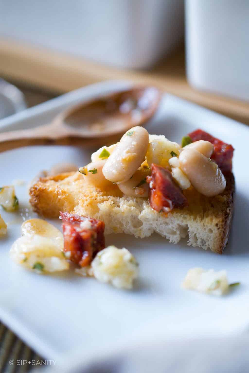 Easy Tapas Recipe: White Bean Salad with Chorizo • Sip + Sanity