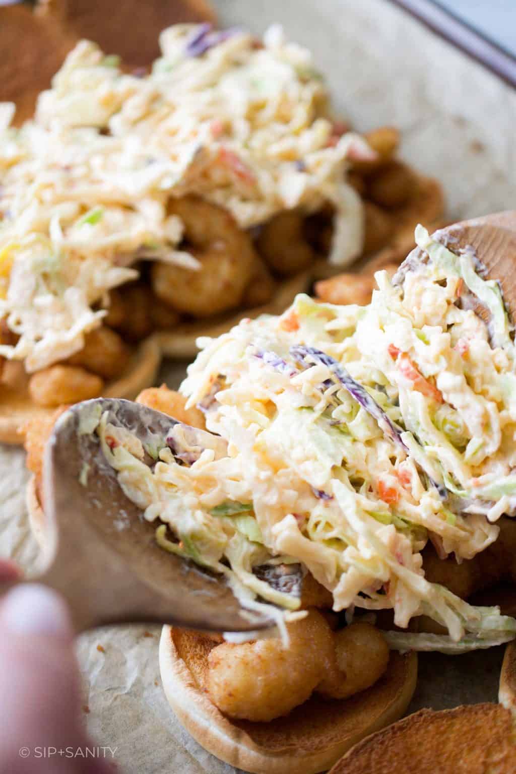 Super Easy Crispy Shrimp Sliders with Spicy Slaw • Sip + Sanity