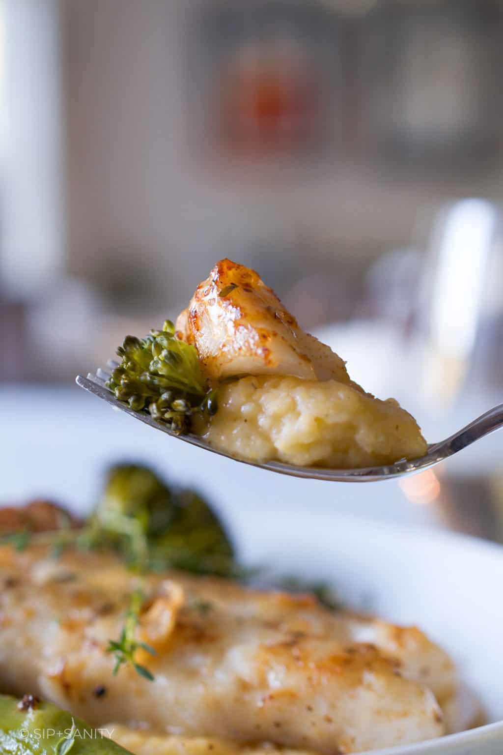 Sauteed White Fish + Creamy Mascarpone Polenta - Sip + Sanity