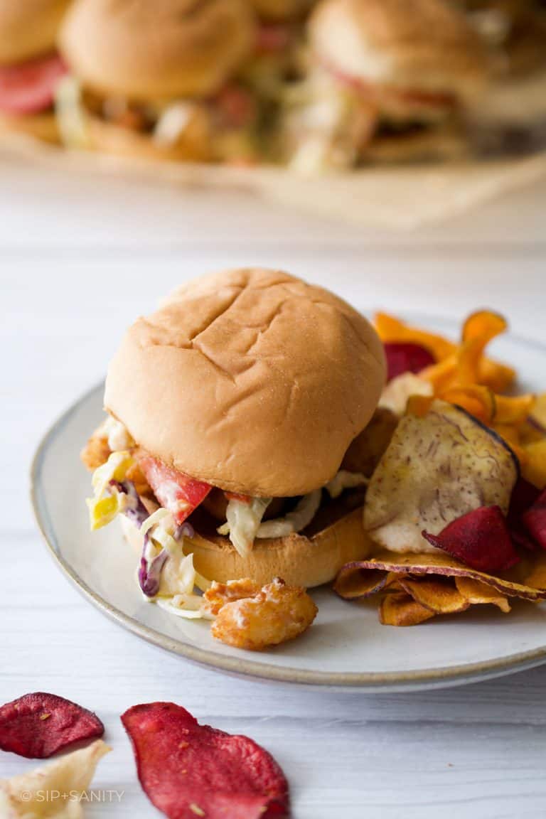 Super Easy Crispy Shrimp Sliders with Spicy Slaw • Sip + Sanity