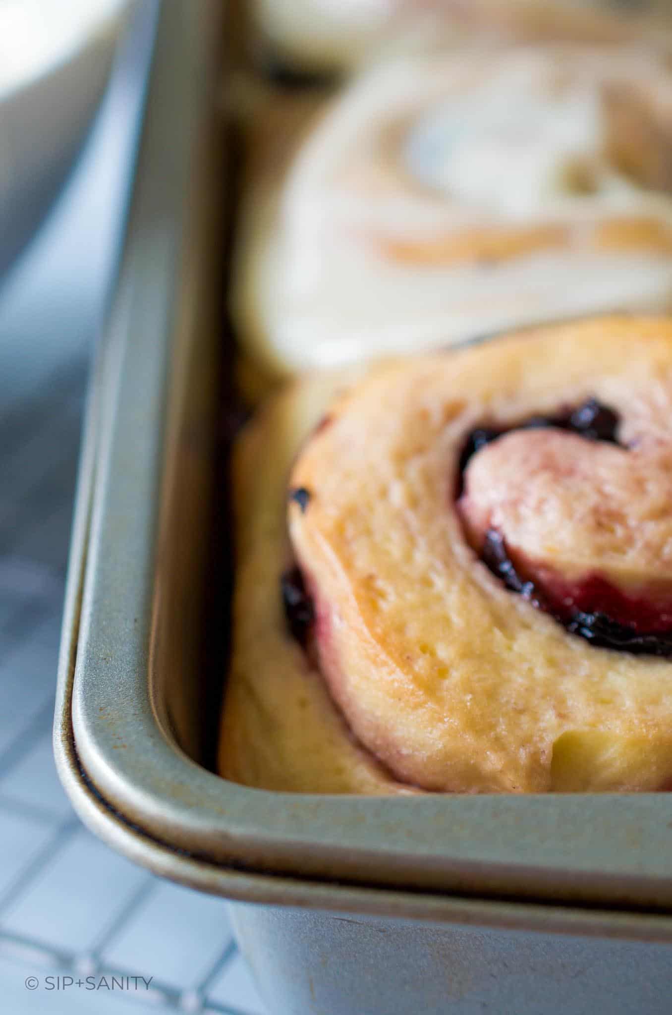 Cherry Sweet Rolls with Cream Cheese Icing + Toasted Almonds • Sip + Sanity