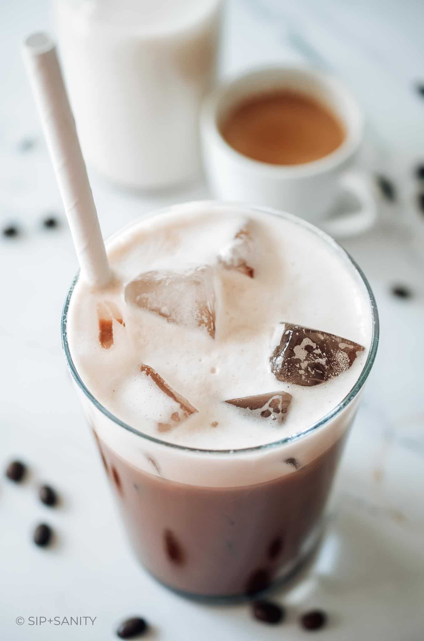 Iced Chocolate Almond Milk Shaken Espresso • Sip + Sanity