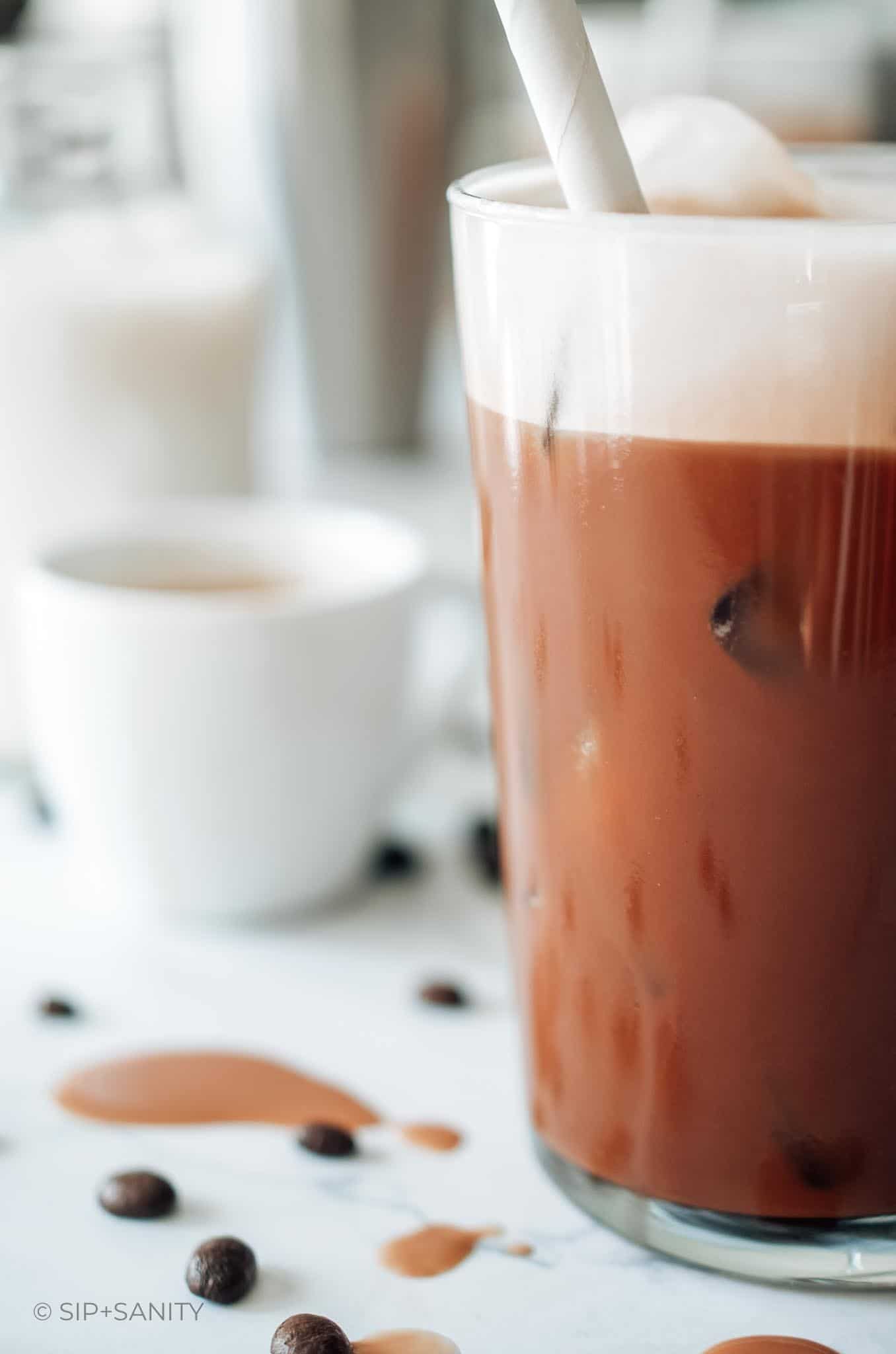 Iced Chocolate Almond Milk Shaken Espresso • Sip + Sanity