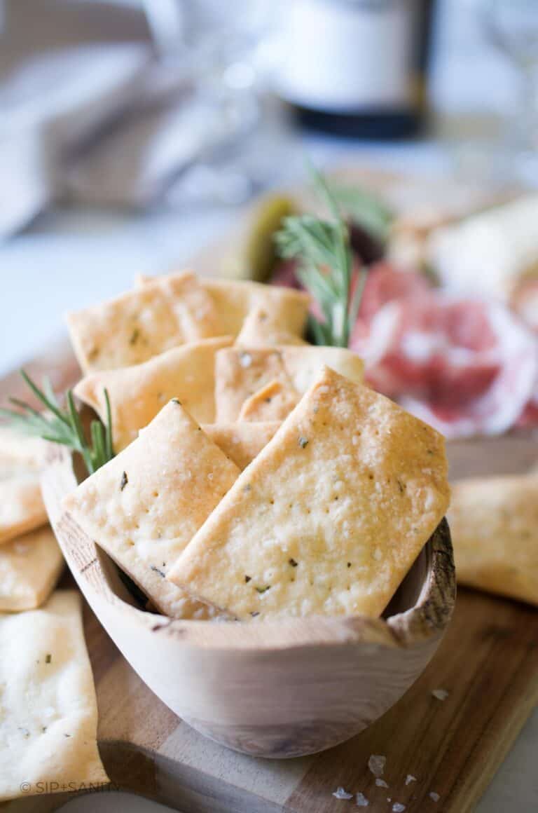 Easy Homemade Rosemary + Sea Salt Crackers • Sip + Sanity