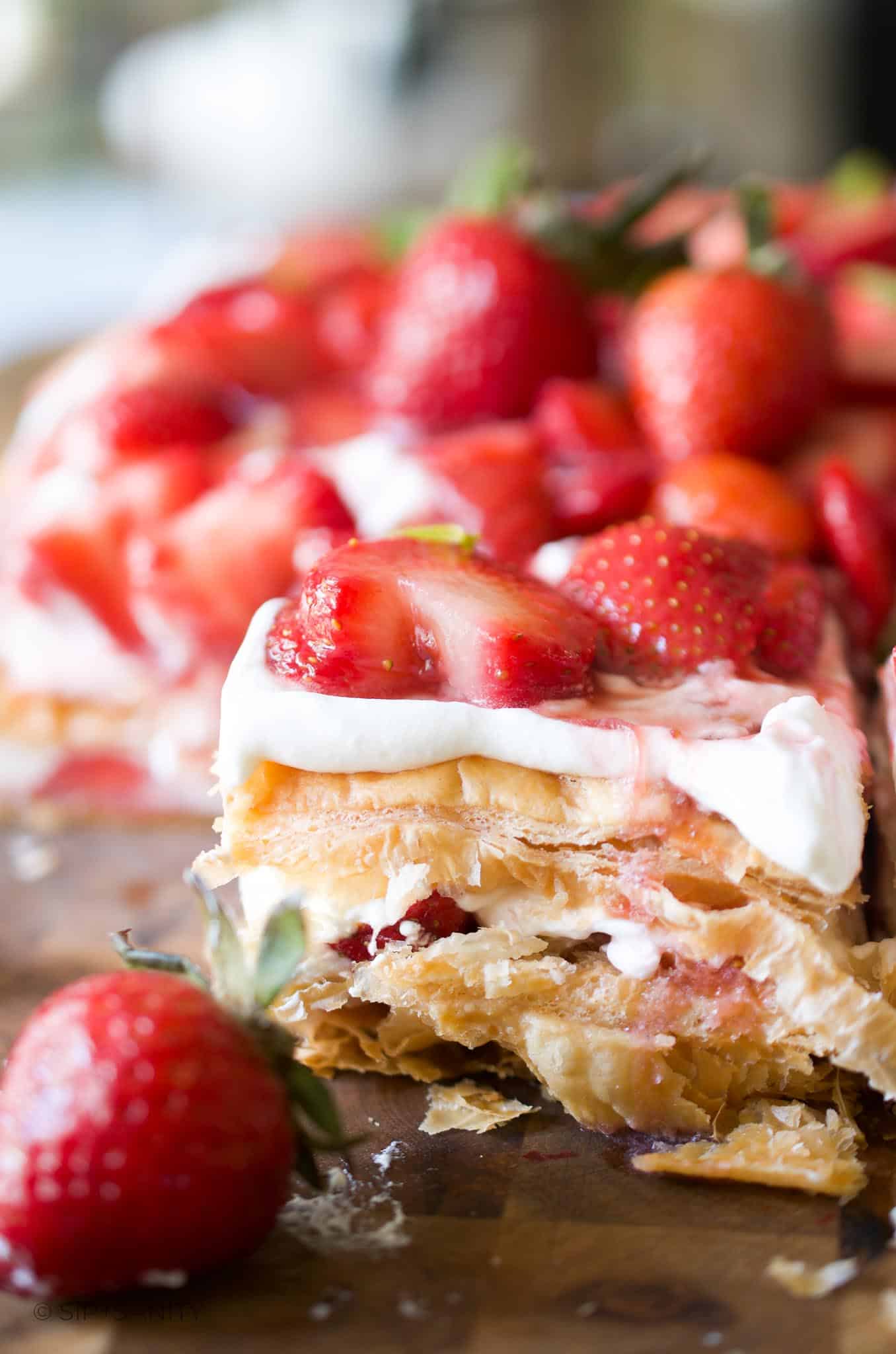 Giant Strawberry Shortcake Dessert with Puff Pastry • Sip + Sanity