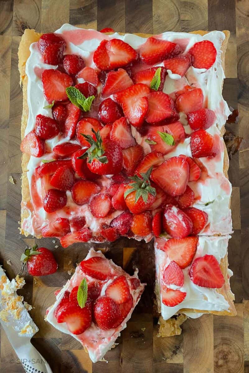 Giant Strawberry Shortcake Dessert with Puff Pastry • Sip + Sanity