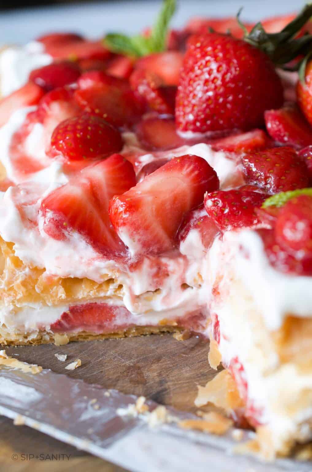 Giant Strawberry Shortcake Dessert with Puff Pastry • Sip + Sanity