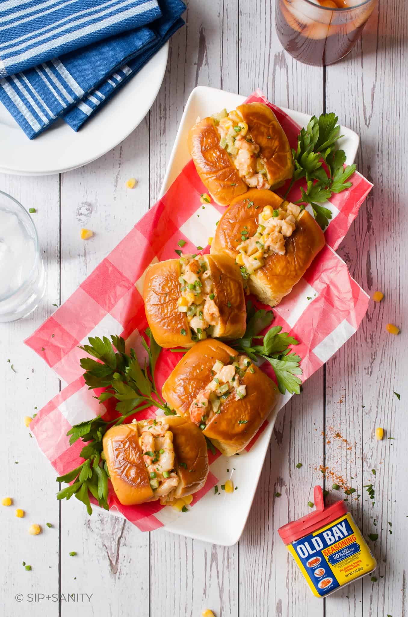 Chesapeake Bay Mini Shrimp + Corn Rolls Appetizer • Sip + Sanity