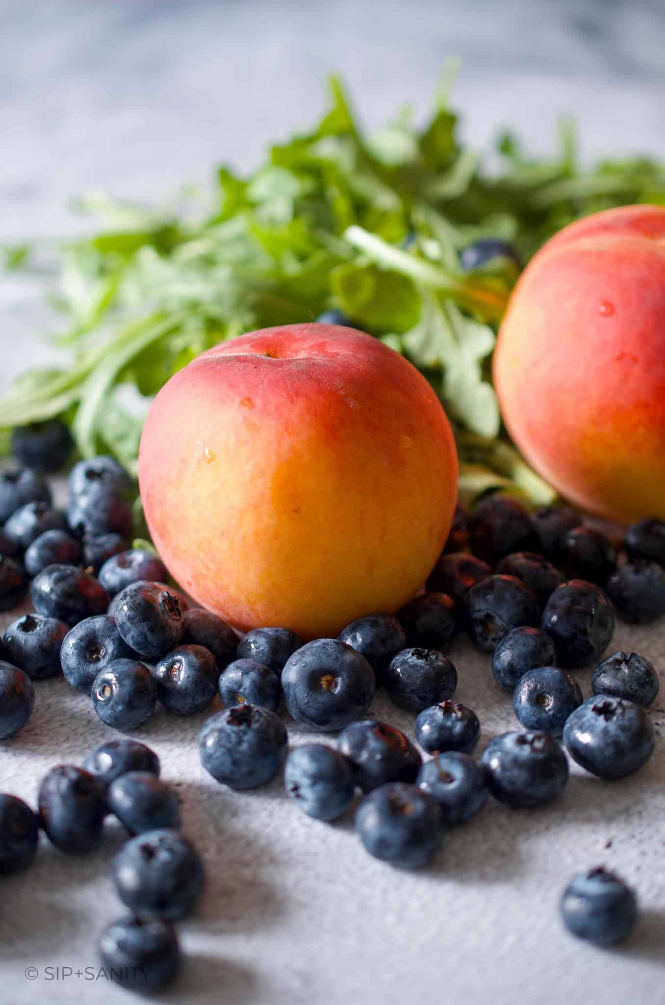 Peach + Blueberry Salad with Champagne Vinaigrette • Sip + Sanity