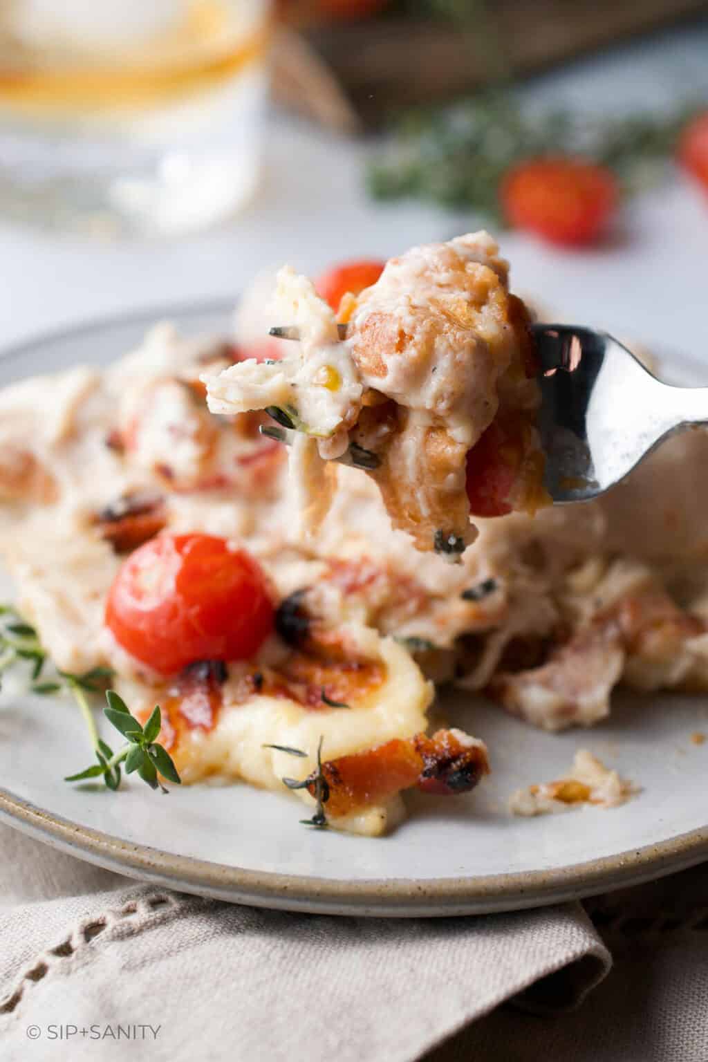 Mini Croissant Kentucky Hot Brown Casserole • Sip + Sanity
