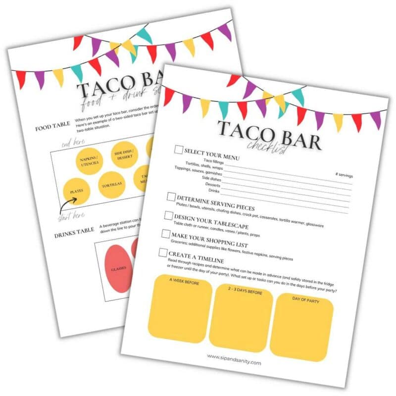 Host a Taco Bar Party! (Free Party Planner Printable) • Sip + Sanity