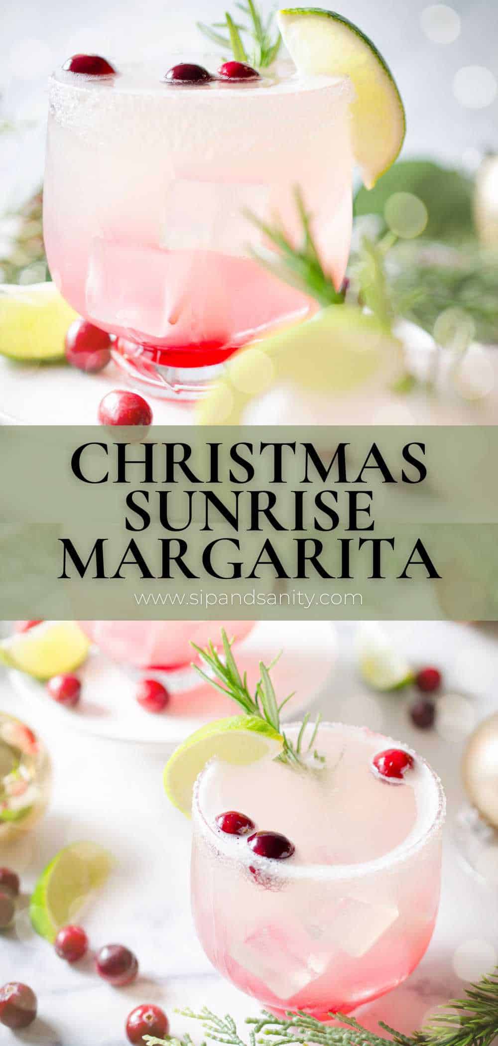 Cranberry Tequila Cocktail (Christmas Sunrise Margarita) • Sip + Sanity