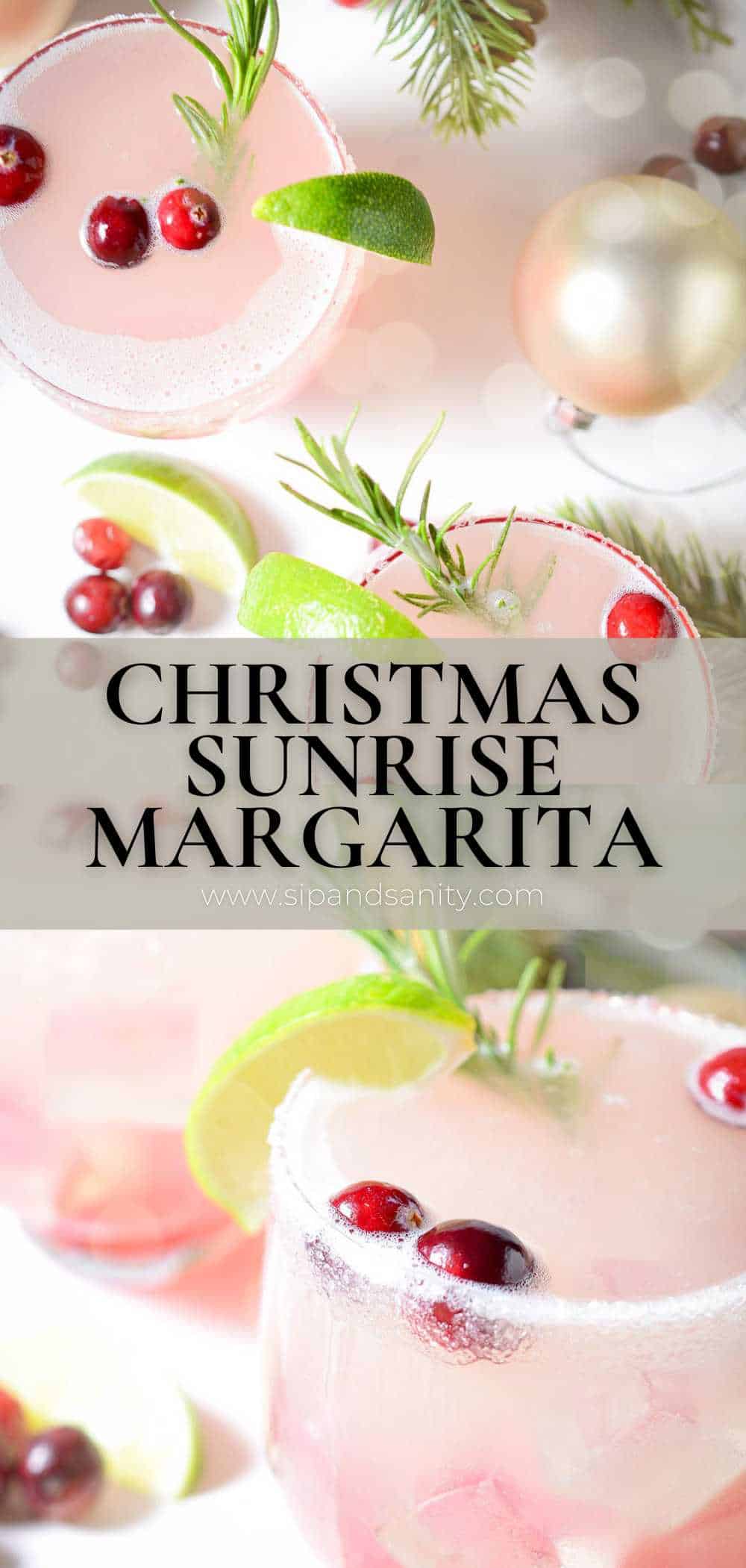 Cranberry Tequila Cocktail (Christmas Sunrise Margarita) • Sip + Sanity