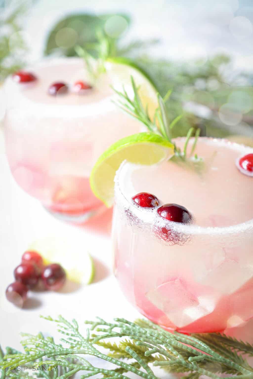 Cranberry Tequila Cocktail (Christmas Sunrise Margarita) • Sip + Sanity