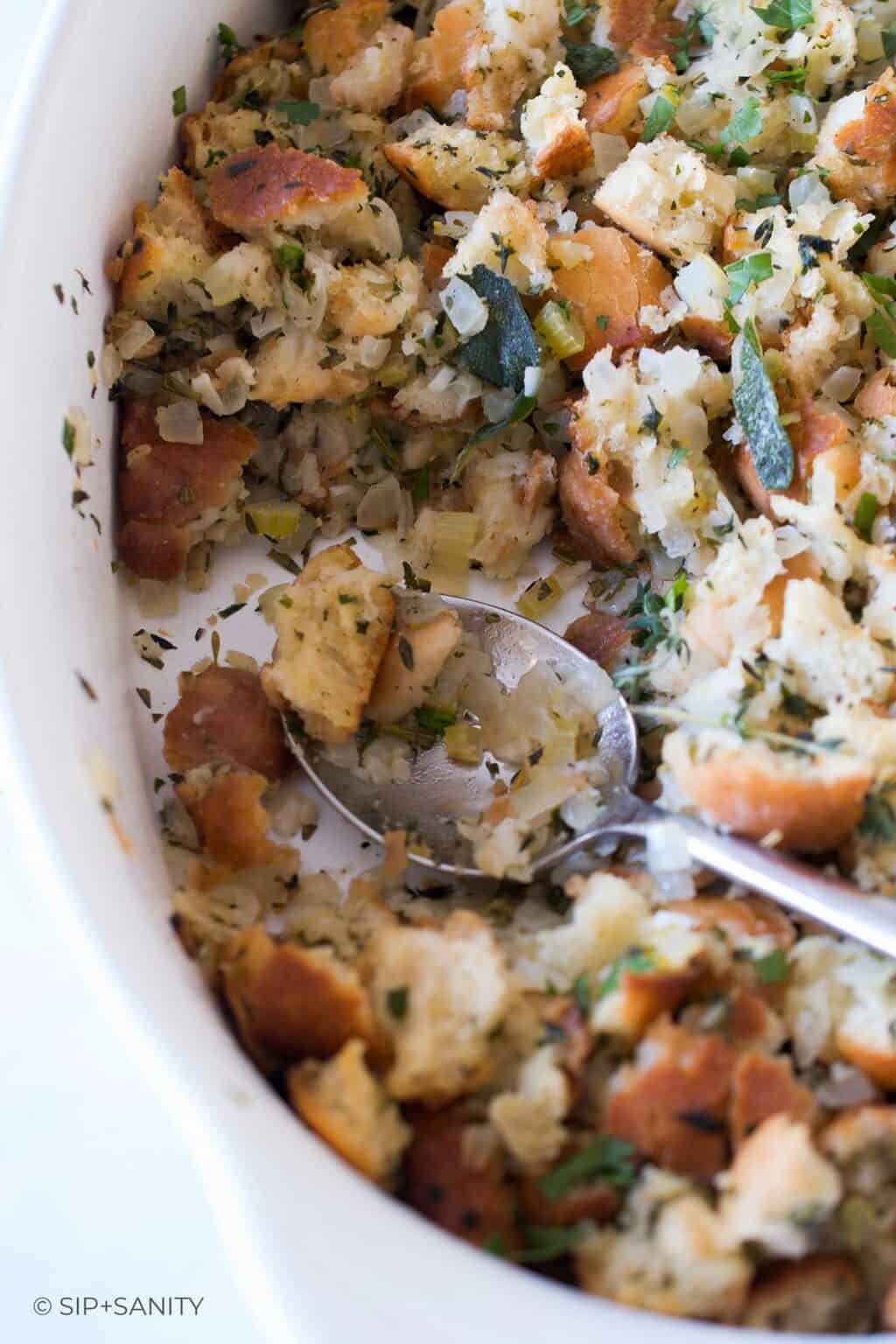 Old Fashioned Thanksgiving Dressing with Fresh Herbs • Sip + Sanity