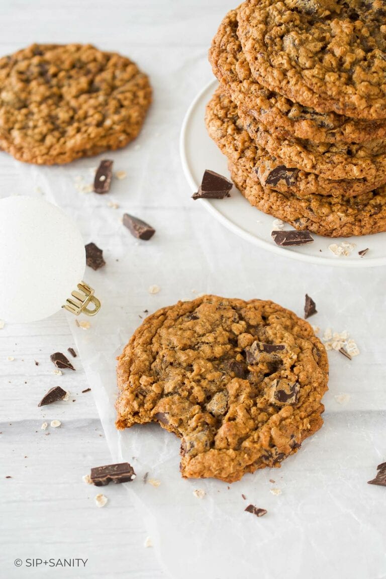 Big Ol' Chocolate Chip Molasses Oatmeal Cookies • Sip + Sanity