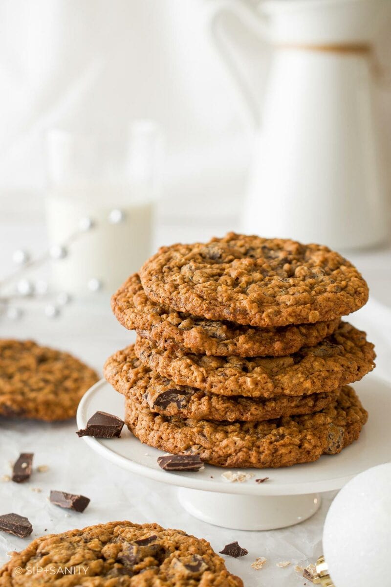 Big Ol' Chocolate Chip Molasses Oatmeal Cookies • Sip + Sanity