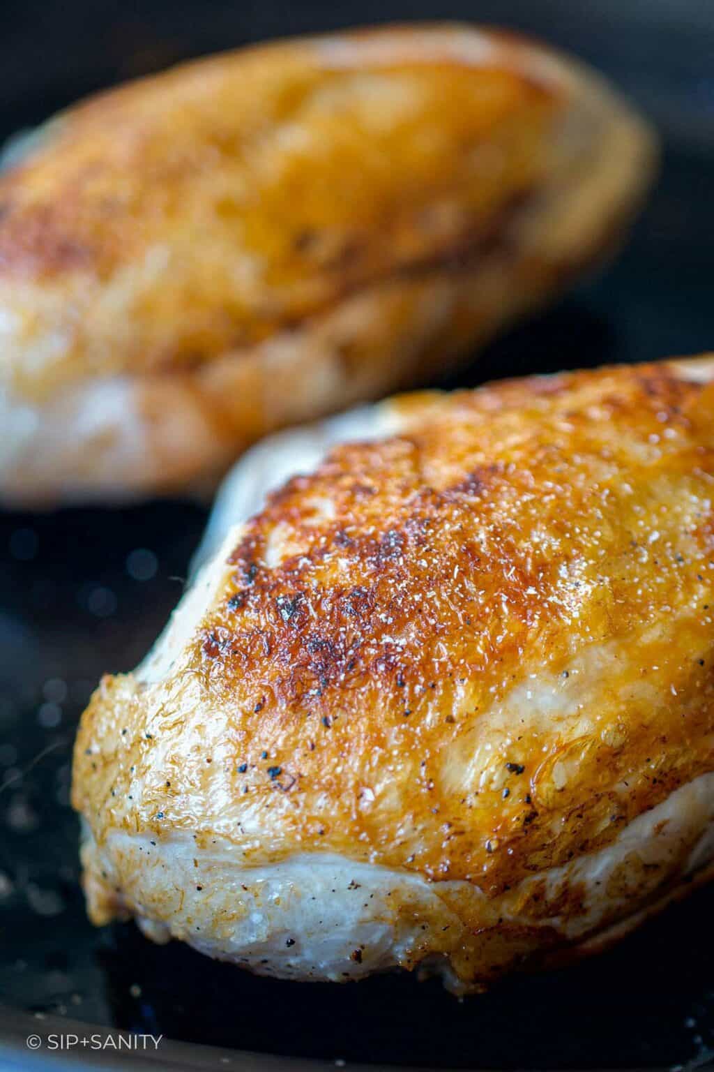 Juicy Pan Roasted Bone-in Split Chicken Breasts • Sip + Sanity