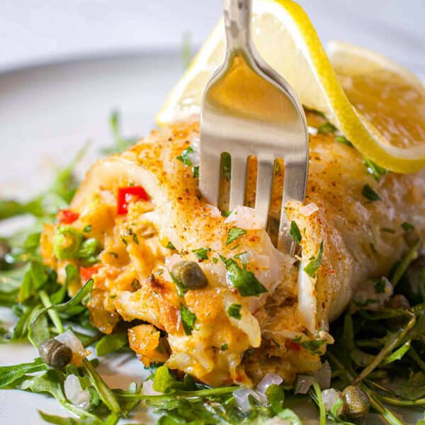 Crab Stuffed Flounder Recipe with Lemon Caper Sauce • Sip + Sanity