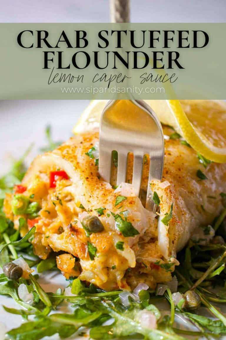 Crab Stuffed Flounder Recipe with Lemon Caper Sauce • Sip + Sanity
