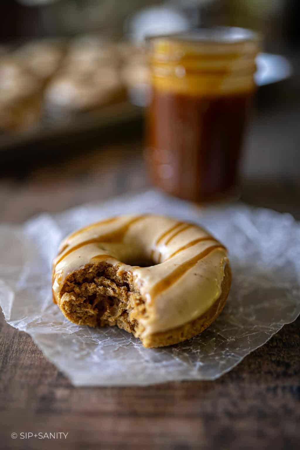 Baked Coffee Donuts with Salted Caramel Coffee Glaze • Sip + Sanity
