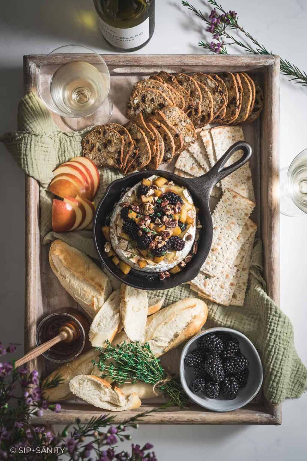 Baked Camembert with Apples + Blackberries • Sip + Sanity