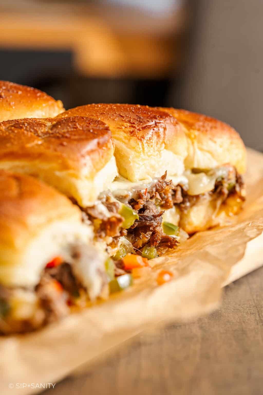 Cheesesteak Sliders: Perfect for Parties and Gatherings • Sip + Sanity